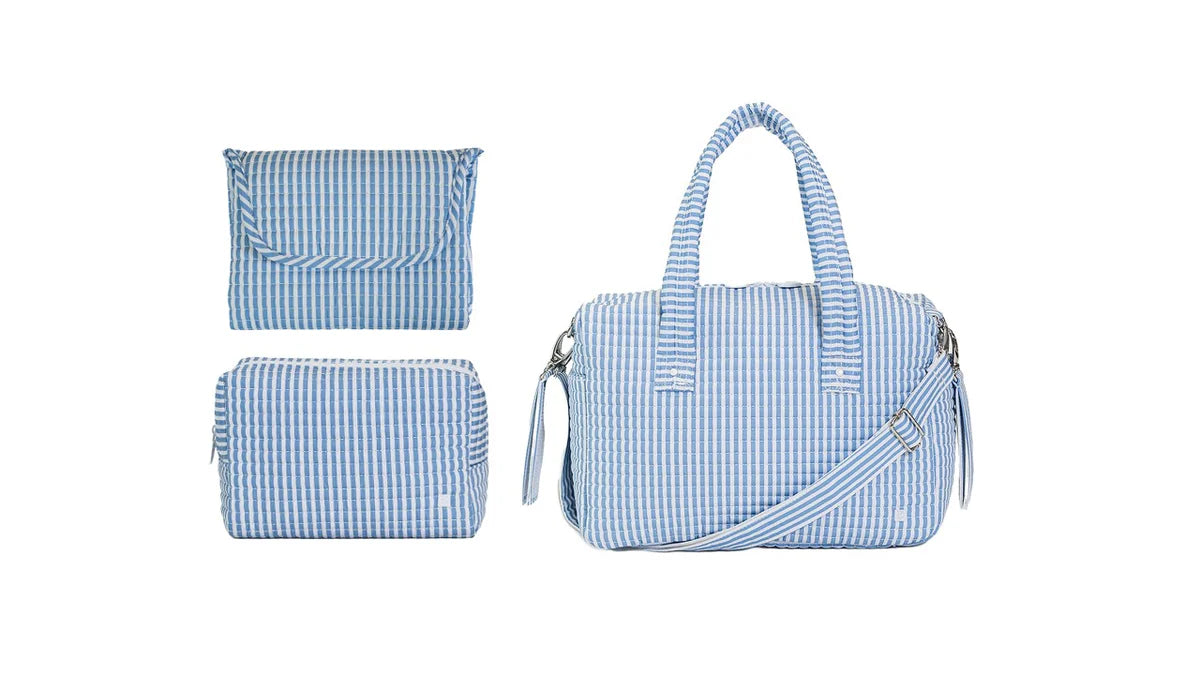 CHAMBRAY PIMLICO STRIPE BUNDLE - QUILTED STROLLER BAG + CHANGING MAT ...